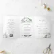 QR Code Evergreen & Cotton Flower Bouquet Wedding Tri-Fold Invitation ...