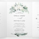 QR Code Evergreen & Cotton Flower Bouquet Wedding Tri-Fold Invitation ...