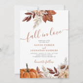 QR code Fall in Love botanical pumpkin wedding Invitation | Zazzle