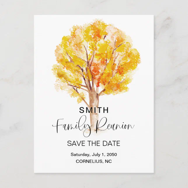 QR Code Family Tree Fall Reunion Save the Date Invitation Postcard | Zazzle