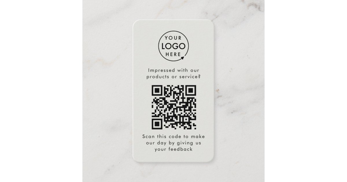 QR Code Feedback Professional Customer Rating Gray Business Card | Zazzle