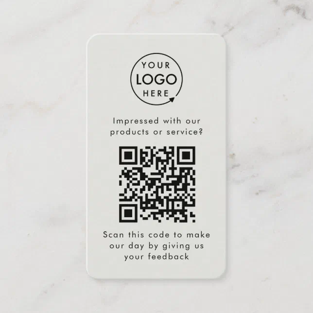 QR Code Feedback Professional Customer Rating Gray Business Card | Zazzle