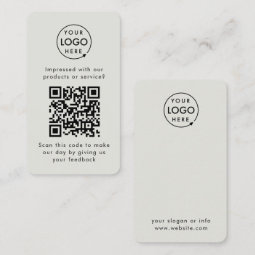 QR Code Feedback Professional Customer Rating Gray Business Card | Zazzle