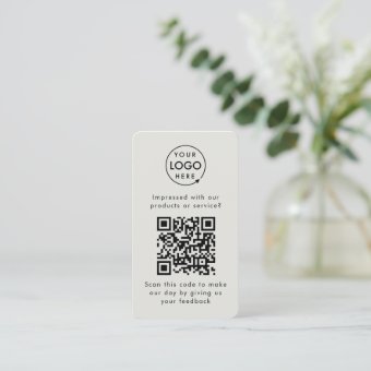 QR Code Feedback Professional Customer Rating Gray Business Card | Zazzle