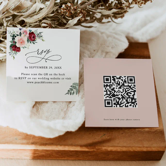 QR Code Floral Wedding Online RSVP Cards | Zazzle