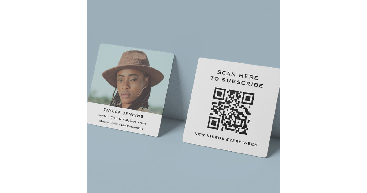 QR Code Follow Me Influencer Content Creator Photo Square Business Card ...