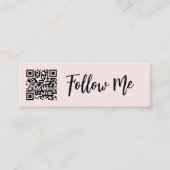 QR code Follow Me Professional Business Blush Mini Business Card | Zazzle
