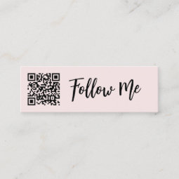 QR code Follow Me Professional Business Blush Mini Business Card | Zazzle