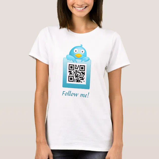 QR Code Follow Me T-Shirt Template | Zazzle