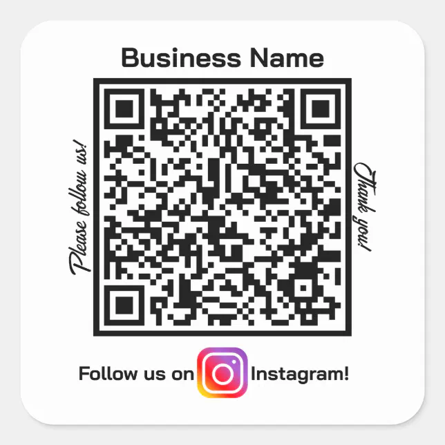 QR Code follow us on social media instagram Square Sticker | Zazzle