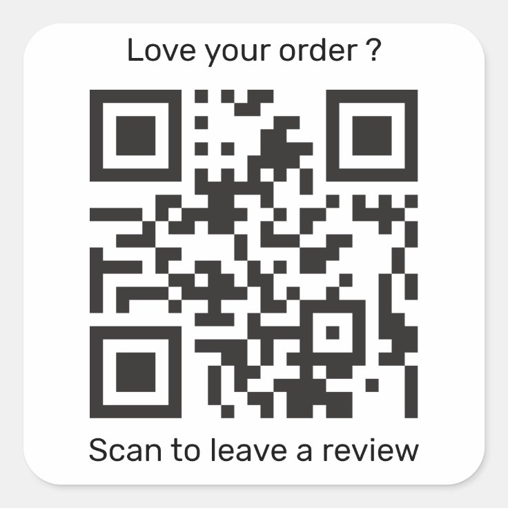 QR Code For Business Review Square Sticker | Zazzle
