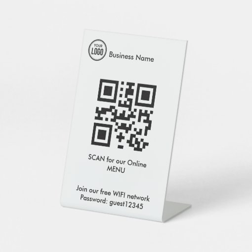 QR Code For Restaurant Coffee Shop Menu Pedestal Sign | Zazzle