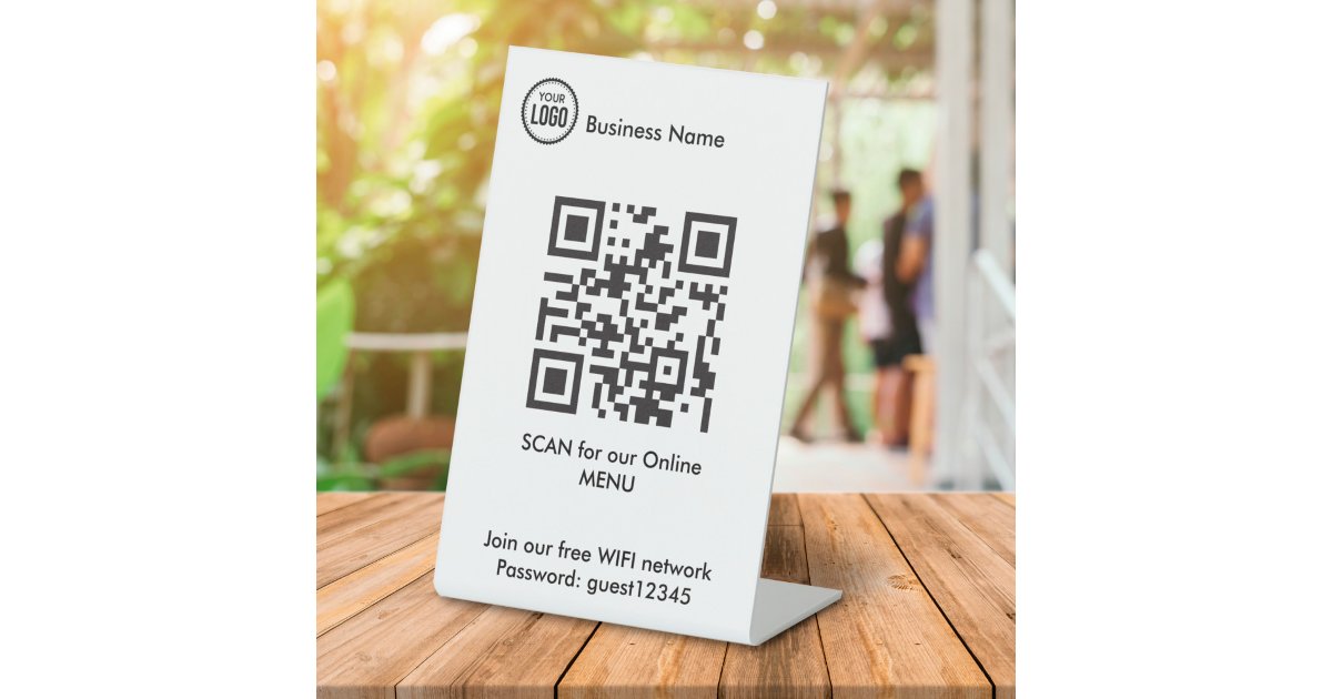 QR Code For Restaurant Coffee Shop Menu Pedestal Sign | Zazzle