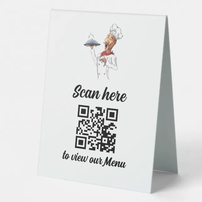 QR Code for Restaurant Menu Table Tent Sign | Zazzle