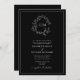 QR Code Formal Black White Leafy Crest Monogram Invitation | Zazzle