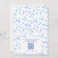 QR Code French Blue Floral Botanical Wedding Invitation | Zazzle