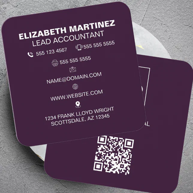 QR Code Front and Back Business Logo Professional Square Business Card ...