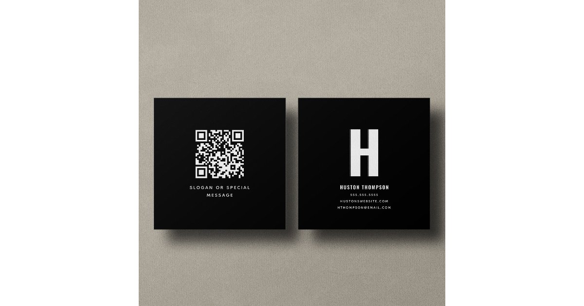 QR Code Front and Back Monogram Logo Professional Square Business Card ...