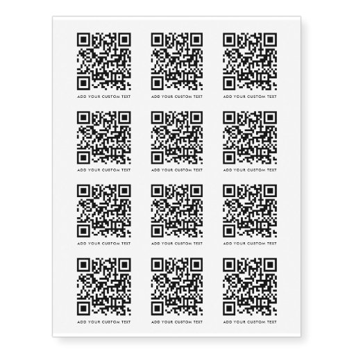 QR Code | Fun Promotional Custom Text Temporary Tattoos | Zazzle