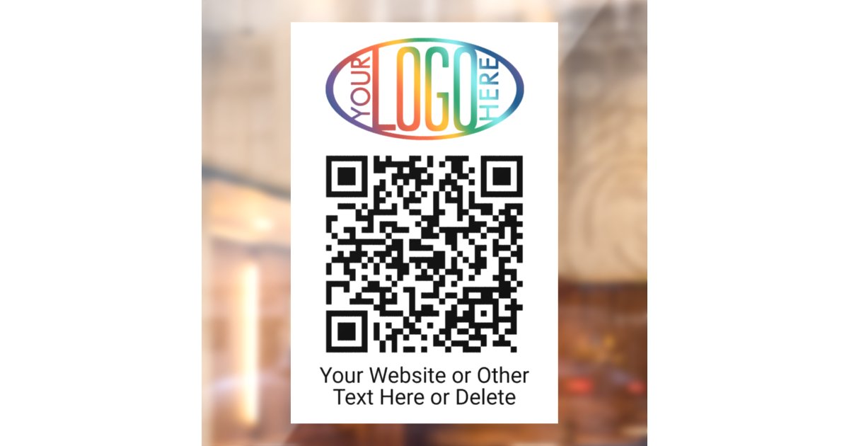 QR Code Generator & Business Logo Simple White Window Cling | Zazzle
