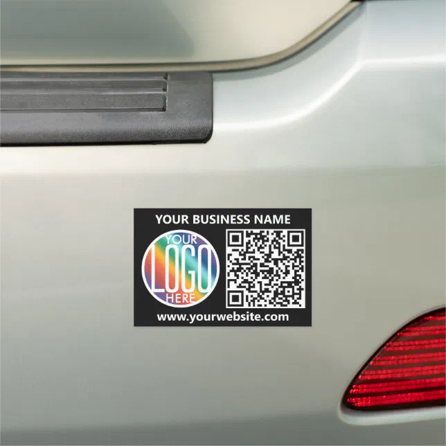 QR Code Generator & Logo Business Website Black Car Magnet | Zazzle