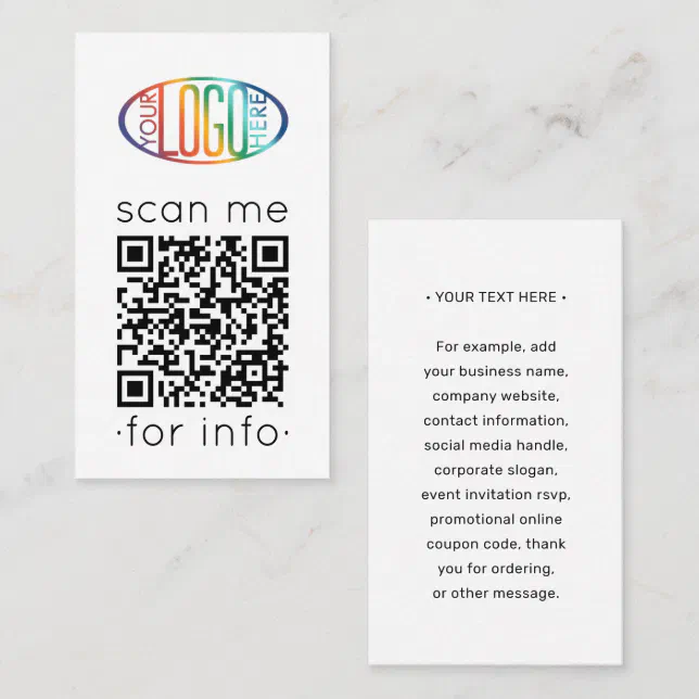 QR Code Generator & Logo Modern Minimal Vertical Business Card | Zazzle