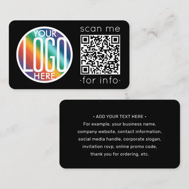 QR Code Generator & Logo Modern Minimalist Black Business Card | Zazzle