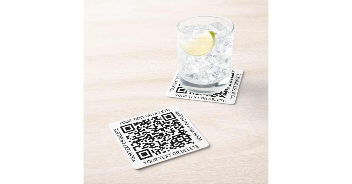 QR Code Generator Modern Business Promotional Square Paper Coaster | Zazzle
