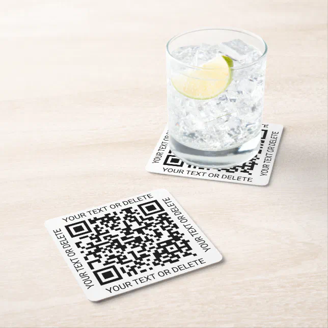 QR Code Generator Modern Business Promotional Square Paper Coaster | Zazzle