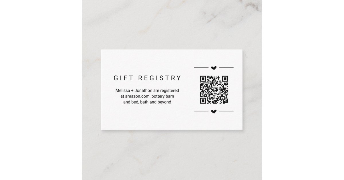 QR Code Gift Registry Card Insert | Zazzle