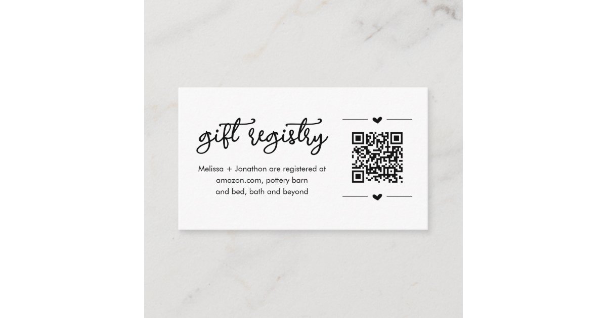 QR Code Gift Registry Card Insert | Zazzle