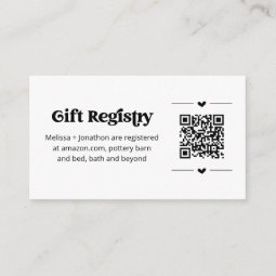 QR Code Gift Registry Card Insert | Zazzle