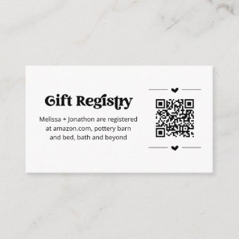 QR Code Gift Registry Card Insert | Zazzle