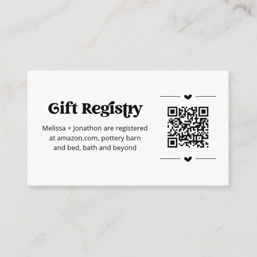QR Code Gift Registry Card Insert | Zazzle