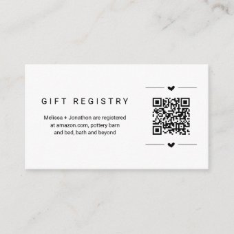 QR Code Gift Registry Card Insert | Zazzle