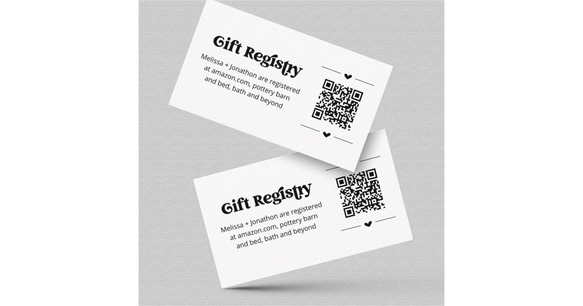 QR Code Gift Registry Card Insert | Zazzle