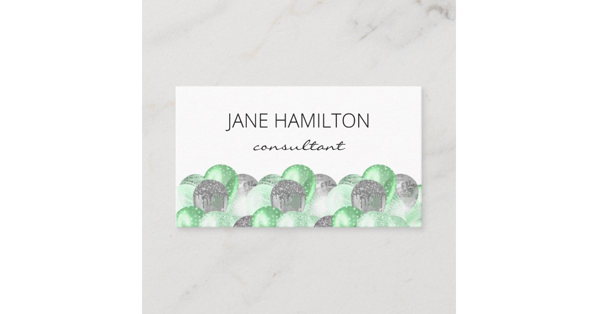 QR Code Glitter Balloons Business Card | Zazzle