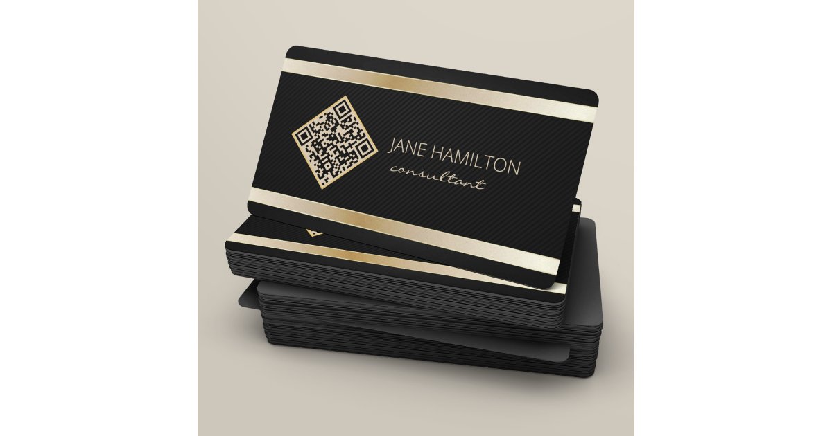 QR Code Gold Modern Profile Business Card | Zazzle