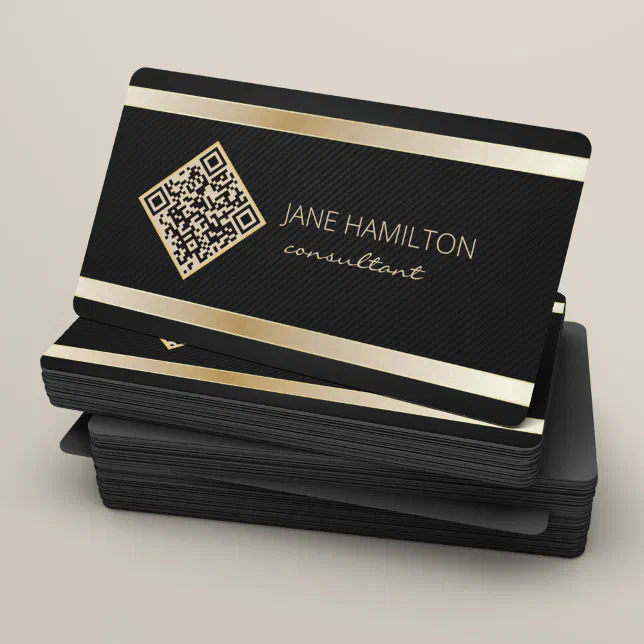 QR Code Gold Modern Profile Business Card | Zazzle