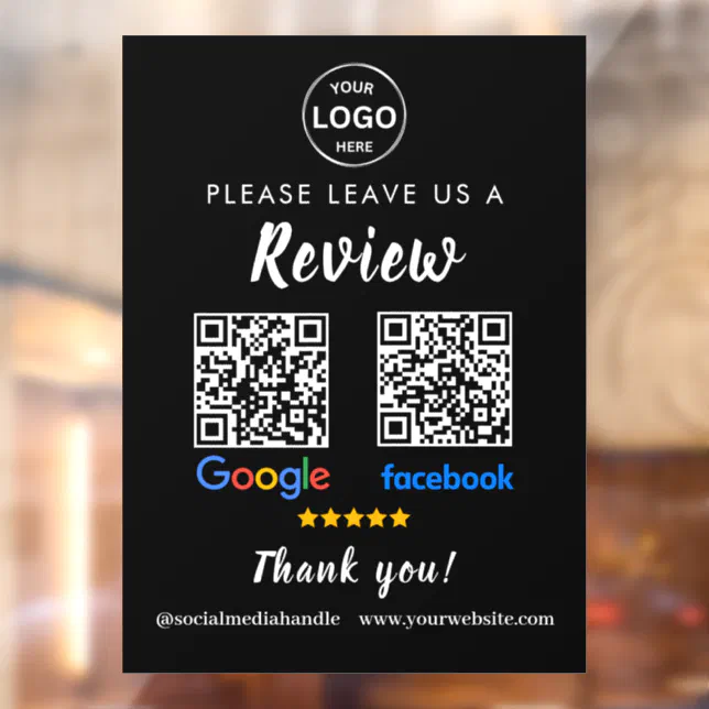 Qr Code Google Reviews Facebook Business Review Pe Window Cling | Zazzle