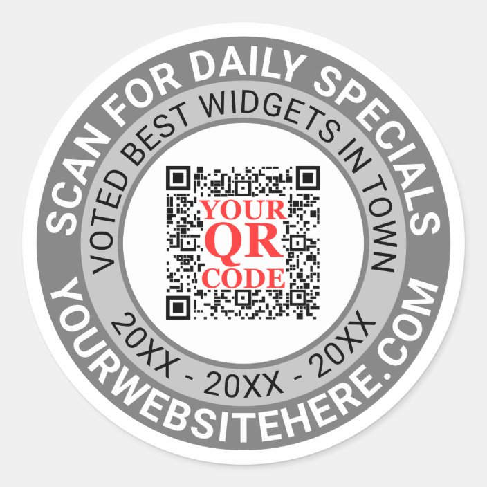 QR Code Gray Business Marketing Simple Promo Classic Round Sticker | Zazzle