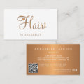 QR CODE hair salon gold glam metallic hairstylist Business Card | Zazzle