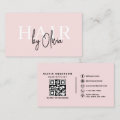 QR Code Hair Stylist Modern Typography Business Card | Zazzle