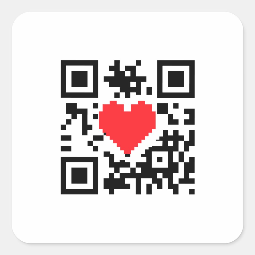 QR Code Heart Love Message Sticker | Zazzle