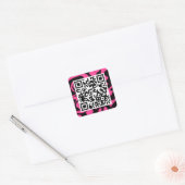 QR Code Hot Pink And Black Bright Modern Stylish Square Sticker | Zazzle