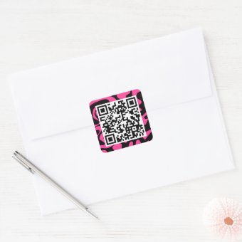 QR Code Hot Pink And Black Bright Modern Stylish Square Sticker | Zazzle