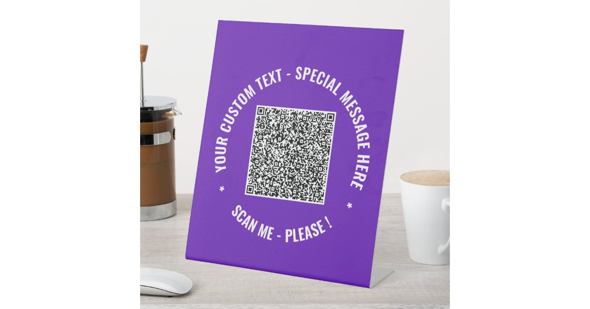 QR Code Info Custom Text Pedestal Sign Your Colors | Zazzle