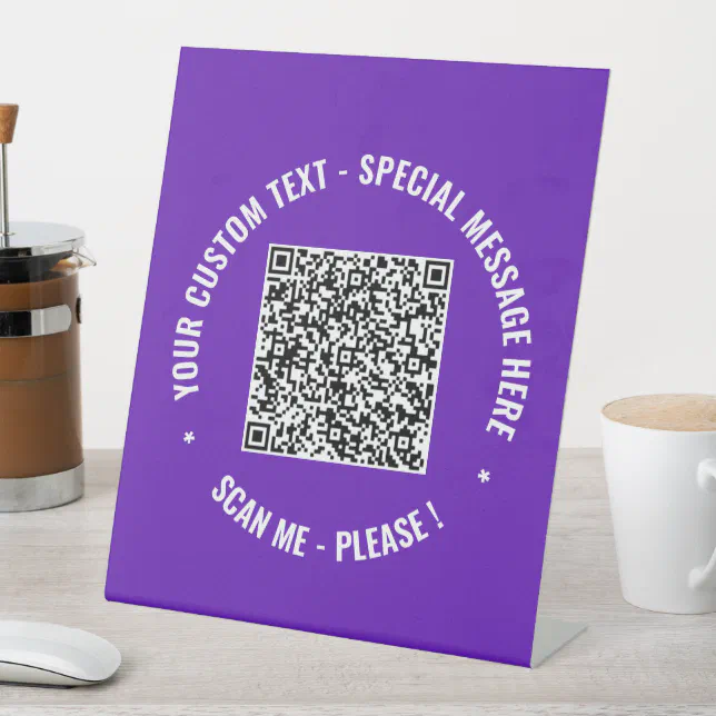 QR Code Info Custom Text Pedestal Sign Your Colors | Zazzle