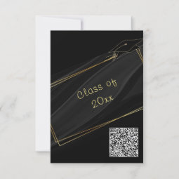 QR Code Info Gold Black Graduation Invitation Card | Zazzle