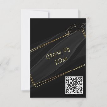 QR Code Info Gold Black Graduation Invitation Card | Zazzle